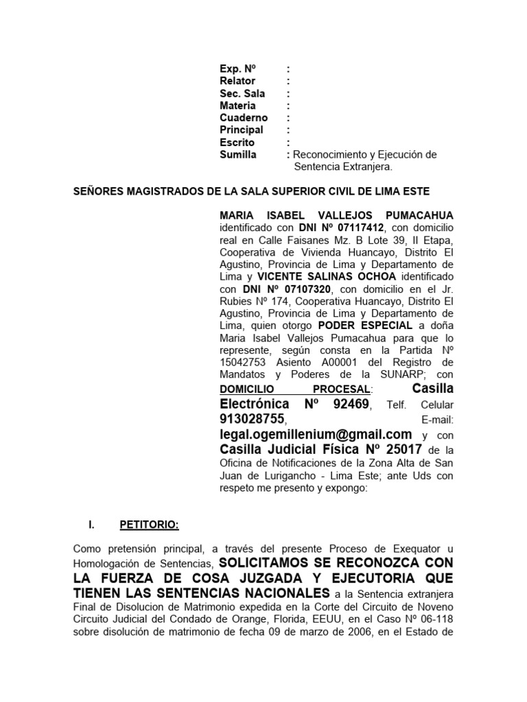 Demanda de Exequator - Generico 2 | Descargar gratis PDF | Sentencia ...