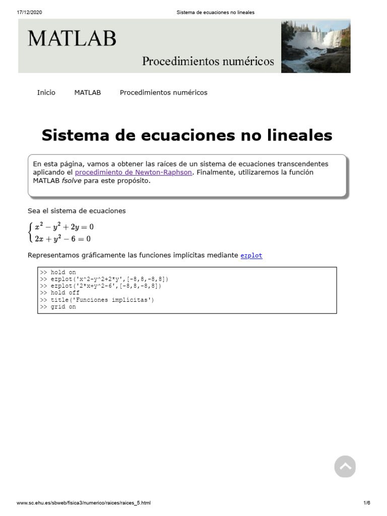 Sistema de Ecuaciones No Lineales | PDF | Ecuaciones | Matriz (Matemáticas)