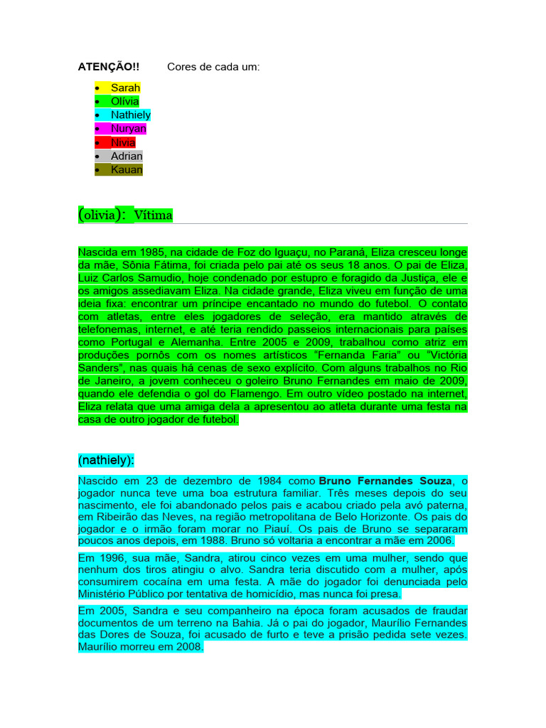 Caso Eliza Samudio: Cronologia e Detalhes | PDF | Justiça | Crime e ...