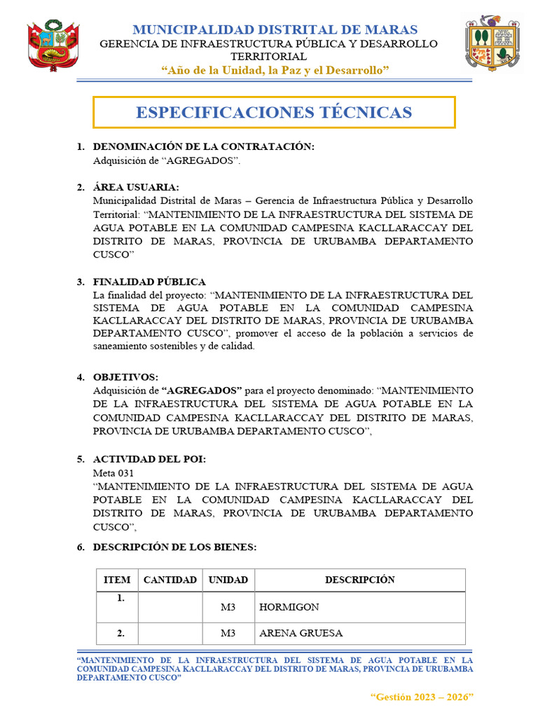 Especificaciones Técnicas Agregados | PDF | Arena | Infraestructura