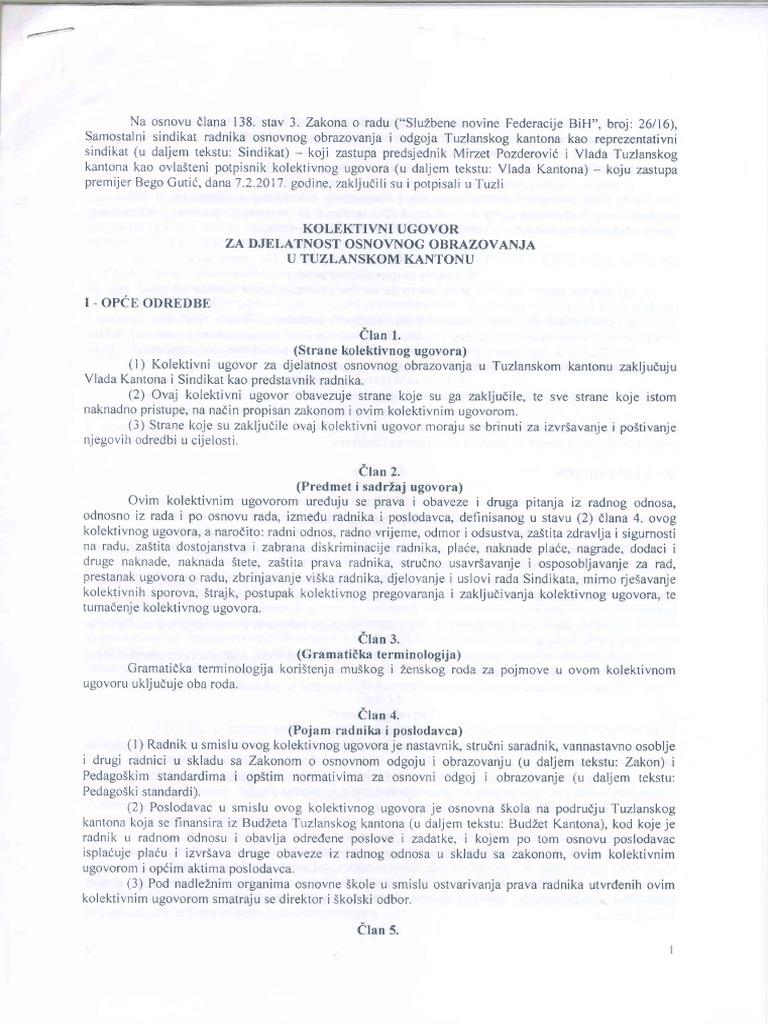 Potpisani Kolektivni Ugovor | PDF