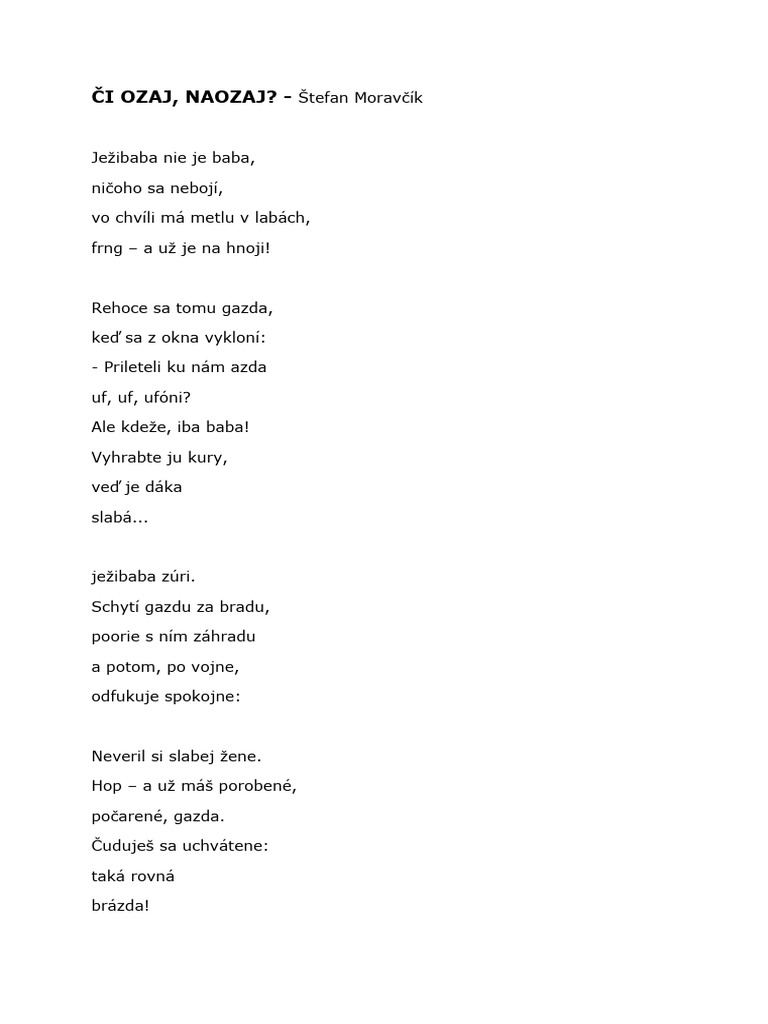 POÉZIA NA HK - Š. MORAVČÍK, Kniha Vyhoďme Si Z Kopýtka! | PDF