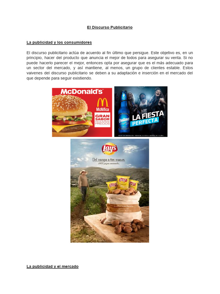 Discurso Publicitario | PDF | Publicidad | Mercado (economía)