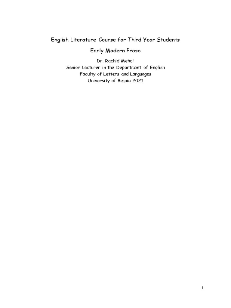 Early Modern Period.L3 Lit - Dr. MEHDI | PDF | The Pilgrim's Progress ...