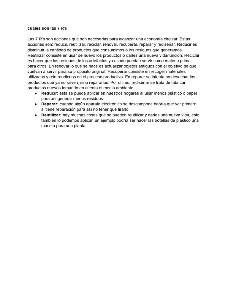 Las 7 R’s para una economía circular | PDF