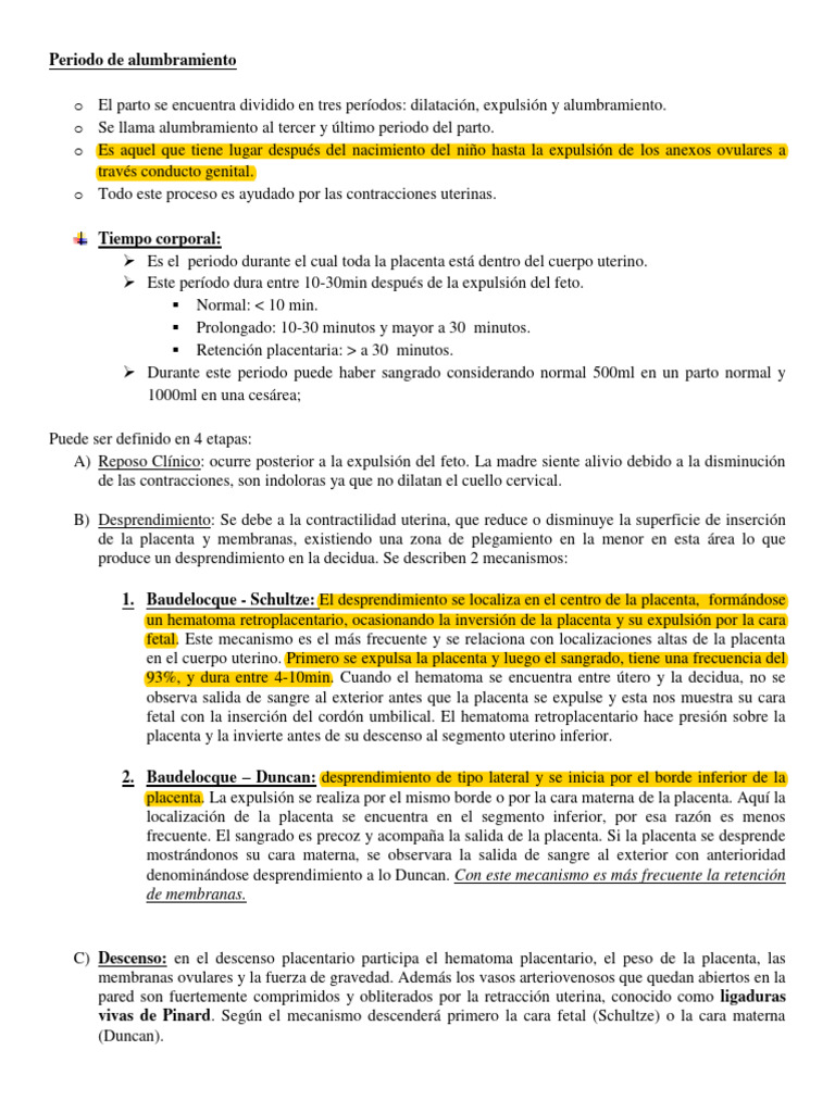 Alumbramiento | PDF | Placenta | Parto