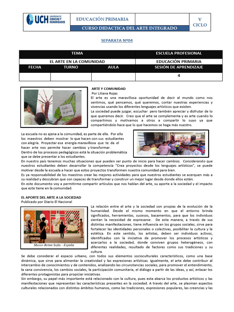 Lectura 4 El Arte en La Comunidad | PDF | Enseñando | Educación primaria