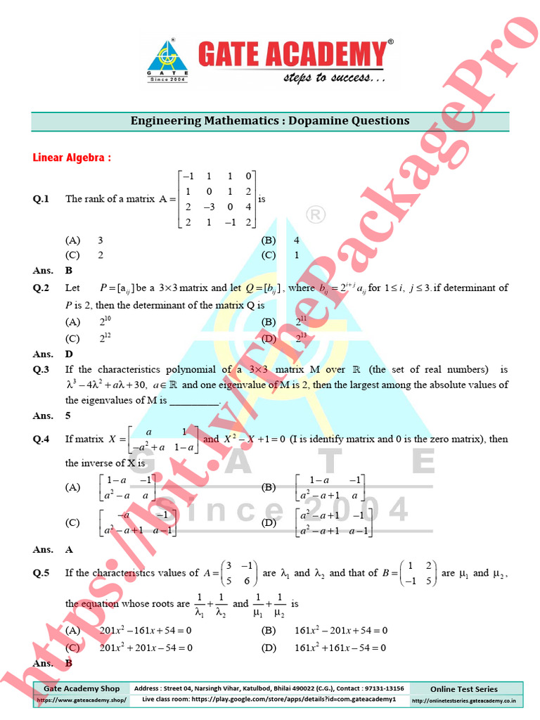 GATE ACADEMY Engg Mathematics 2022 Dopamine Google ThePackagePro | PDF ...