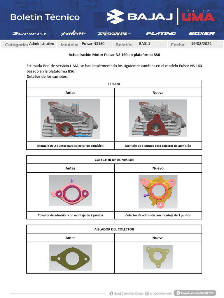 Actualización Motor Pulsar NS 160 BS6 | PDF | Tecnología del motor ...