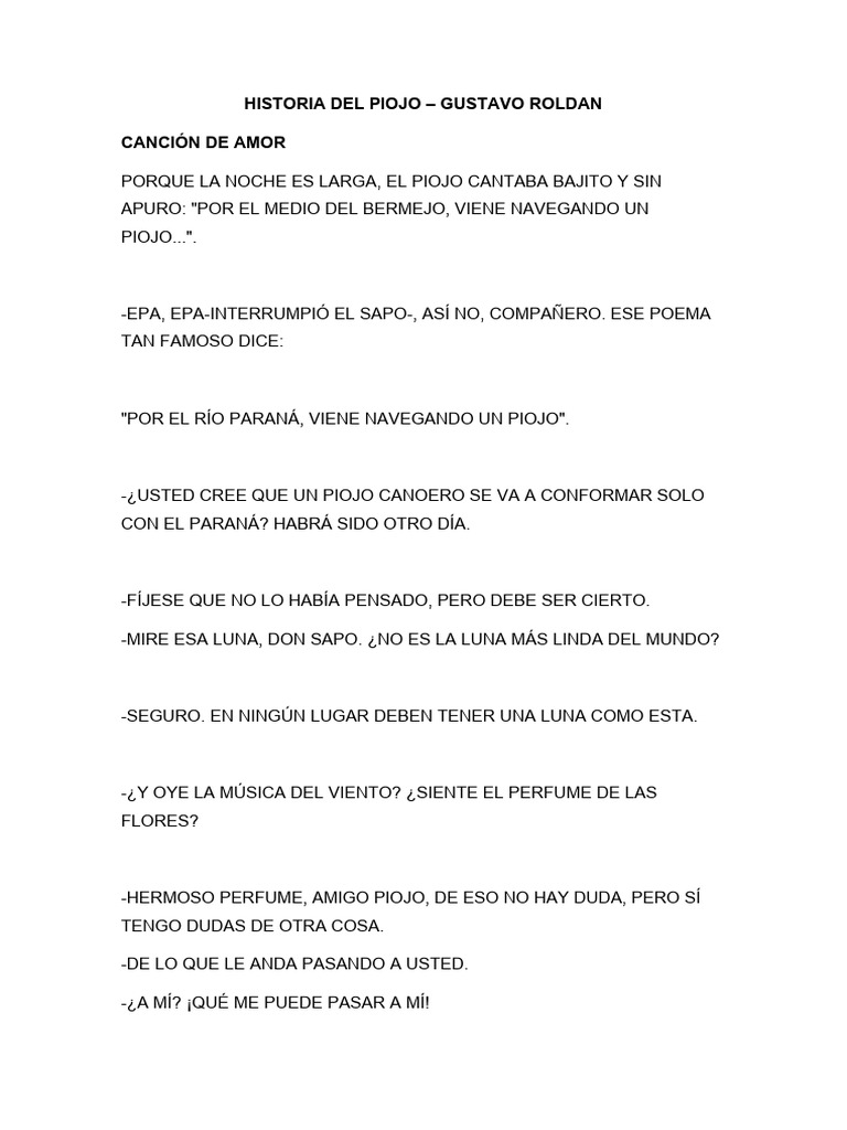 Historia Del Piojo Gustavo Roldan Pdf