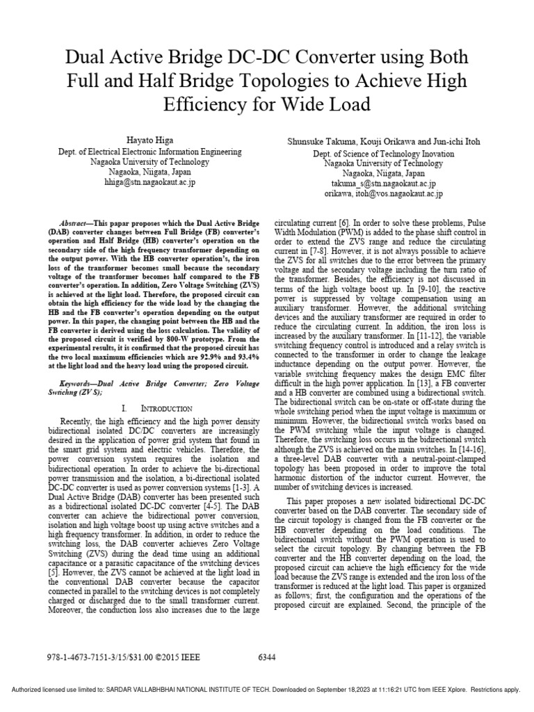Dual Active Bridge DC-DC Converter Using Both Full and Half Bridge ...