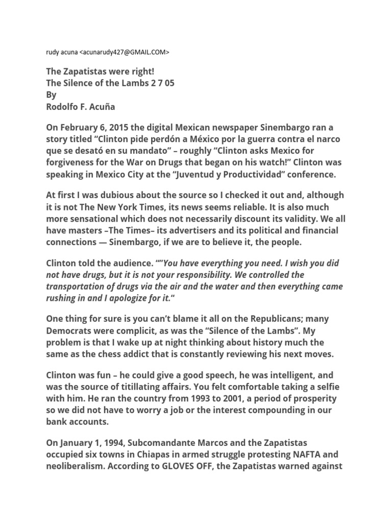 Rudy Acuna - LRL Latin America is Poor Because Latinos in the U.S. Are ...