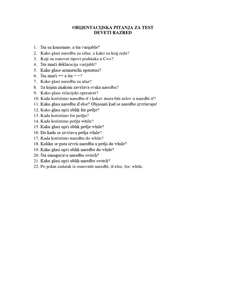 09 - Pitanja Za Test | PDF