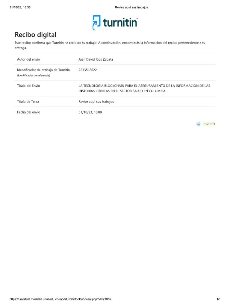 Recibo Digital Turnitin | PDF