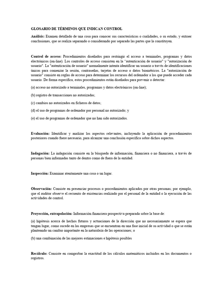 Glosario de Términos Que Indican Control | PDF | Usuario (informática ...