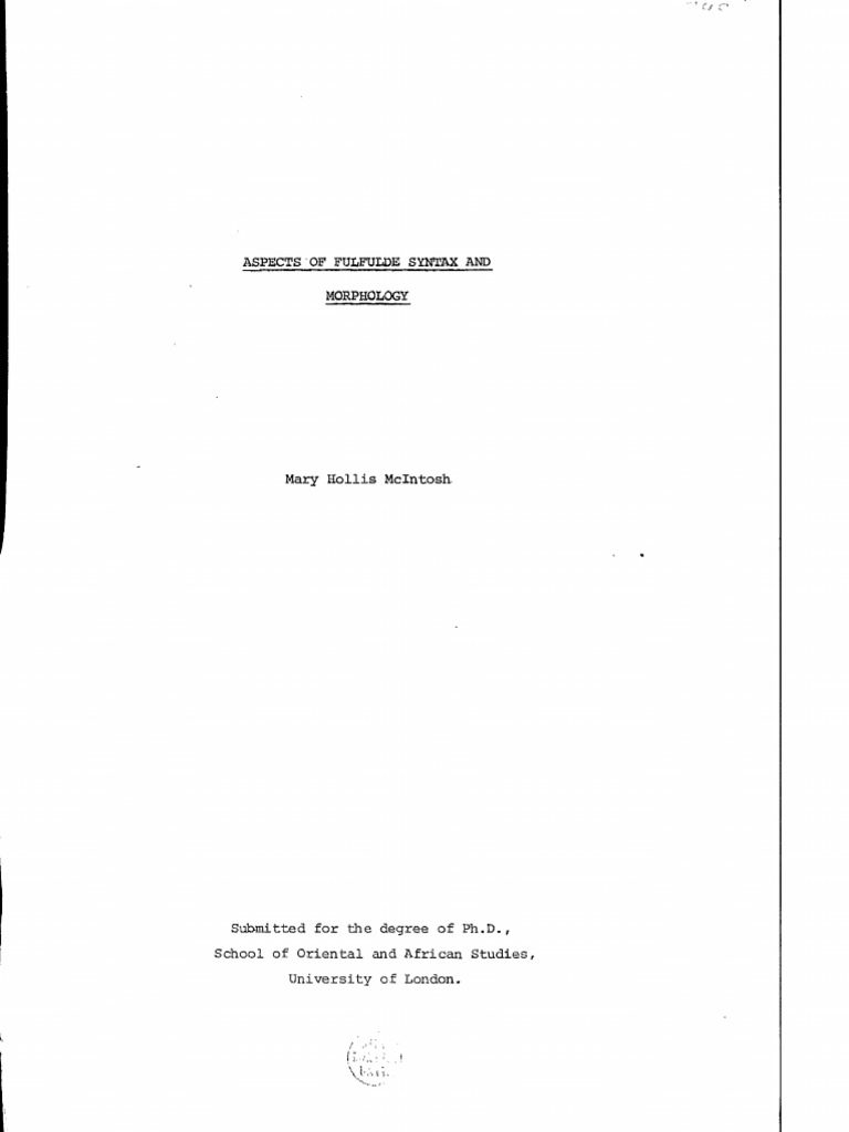 Aspects of Fulfulde Syntax and | PDF | Morphology (Linguistics ...