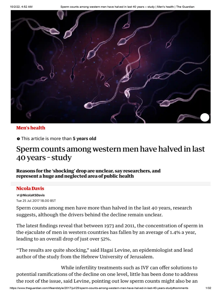 Sperm Counts Among Western Men Have Halved in Last 40 Years - Study ...