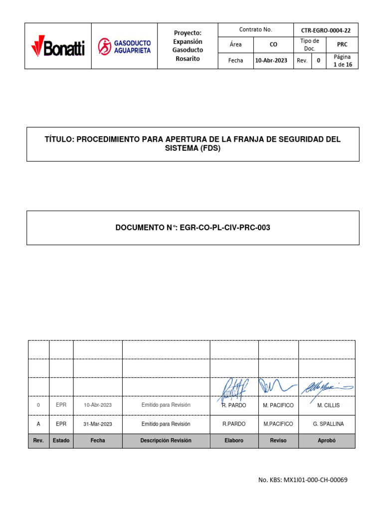 EGR-CO-PL-CIV-PRC-003 - 0 - Procedimiento para Apertura de La FDS | PDF ...