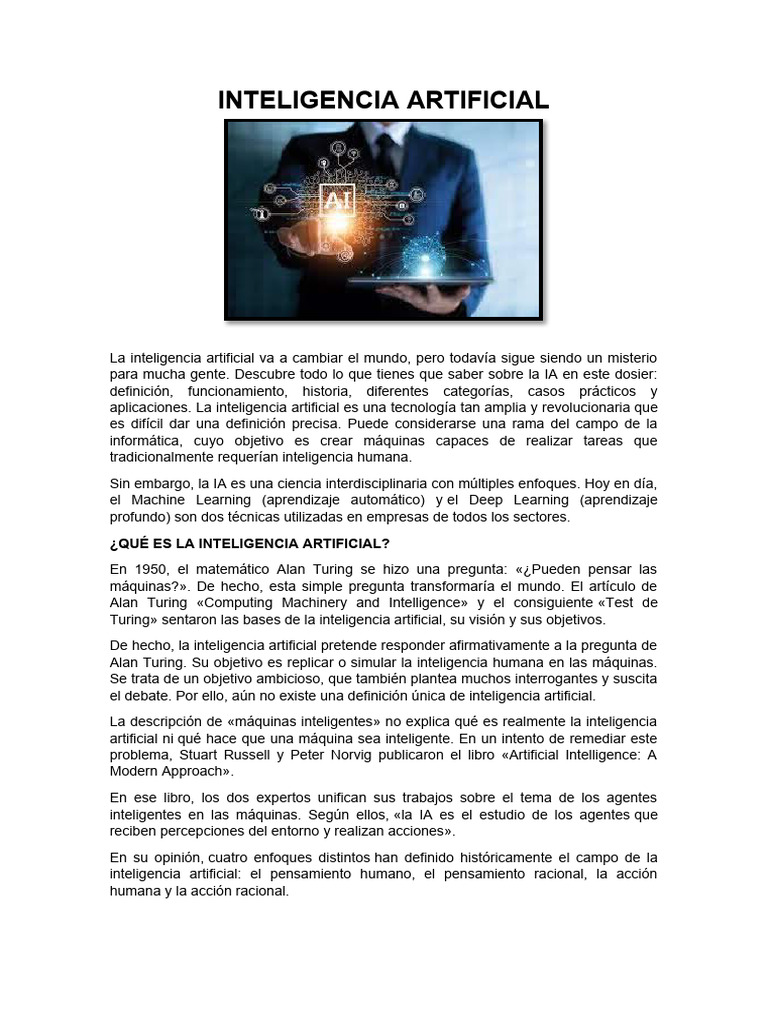 Inteligencia Artificial | PDF | Inteligencia artificial | Inteligencia (IA) y semántica