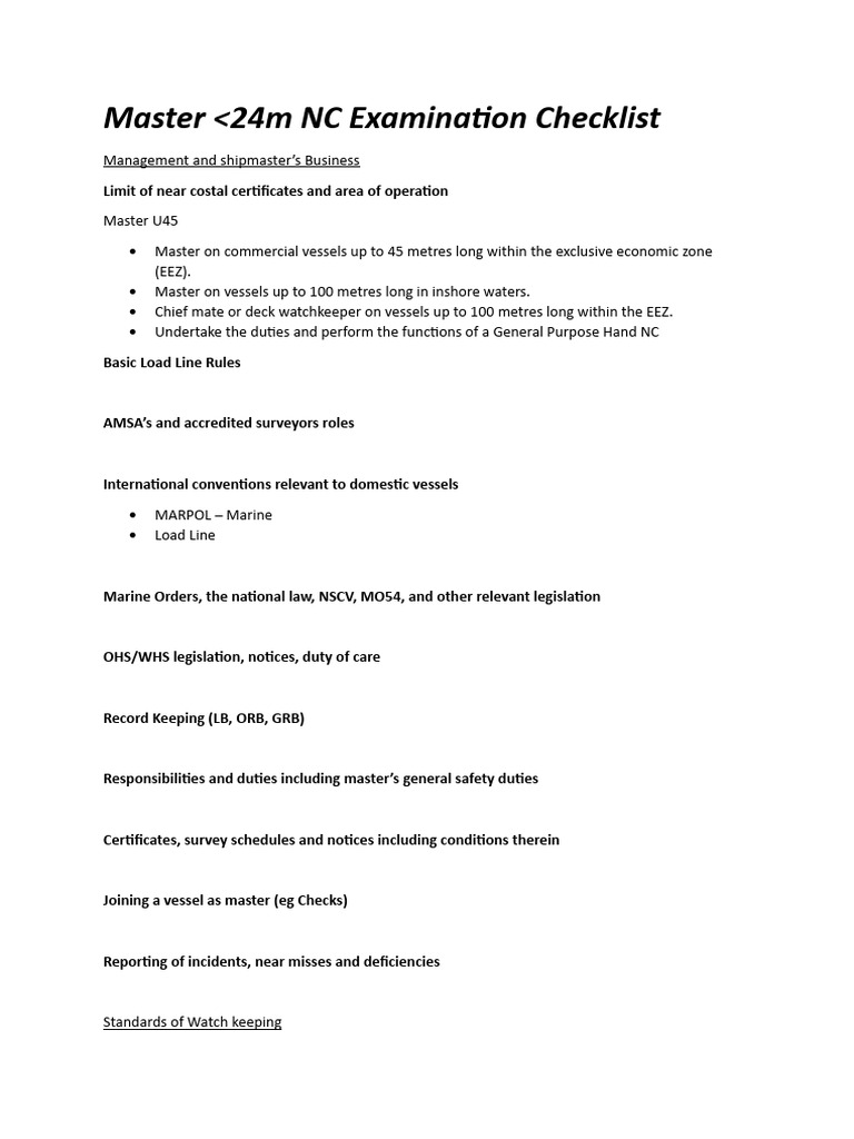 Master U45 NC Examination Checklist | PDF