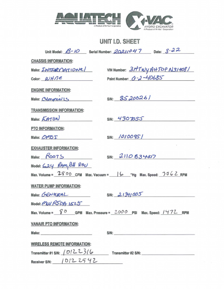 A20211047 Unit ID Sheet | PDF