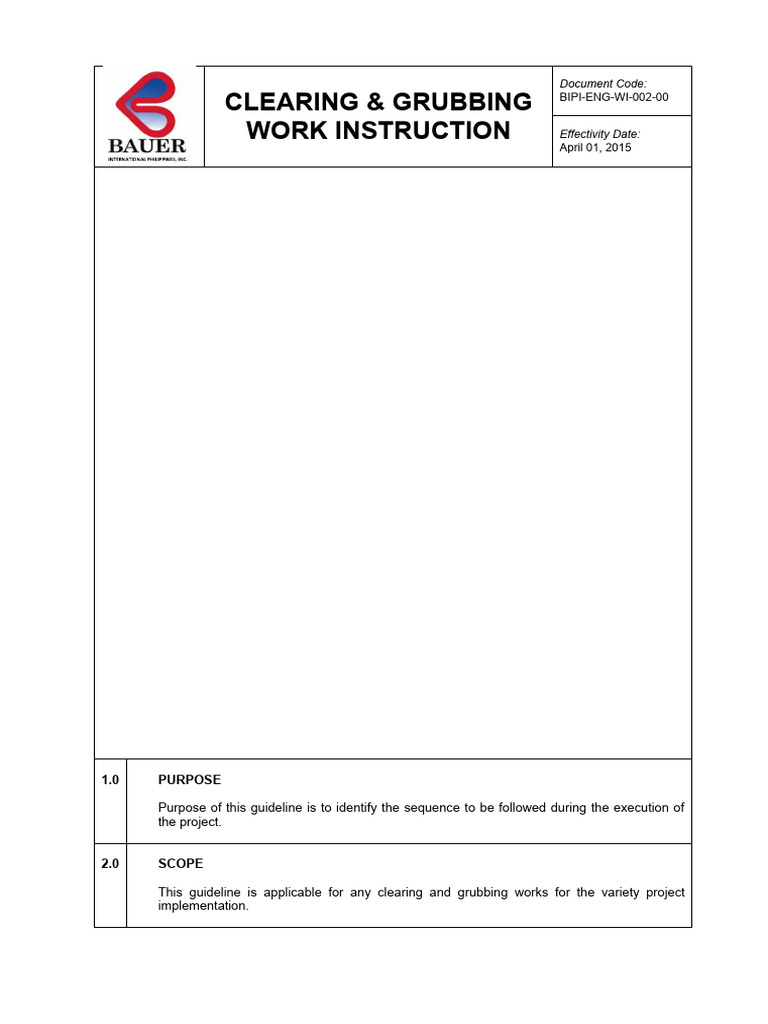 Clearing and Grubbing | PDF