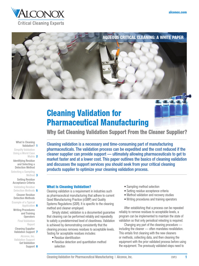 Cleaning Validation For Pharma | PDF | Verification And Validation ...