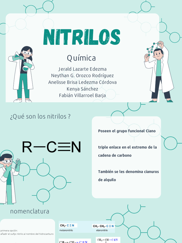Nomenclatura y Usos de Nitrilos | PDF | Química | Compuestos químicos