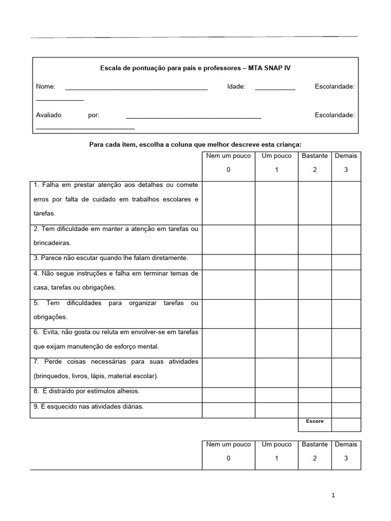 Questionário Snap IV - Correto | PDF