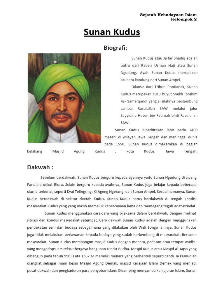 Sejarah dan Dakwah Sunan Kudus dan Muria | PDF