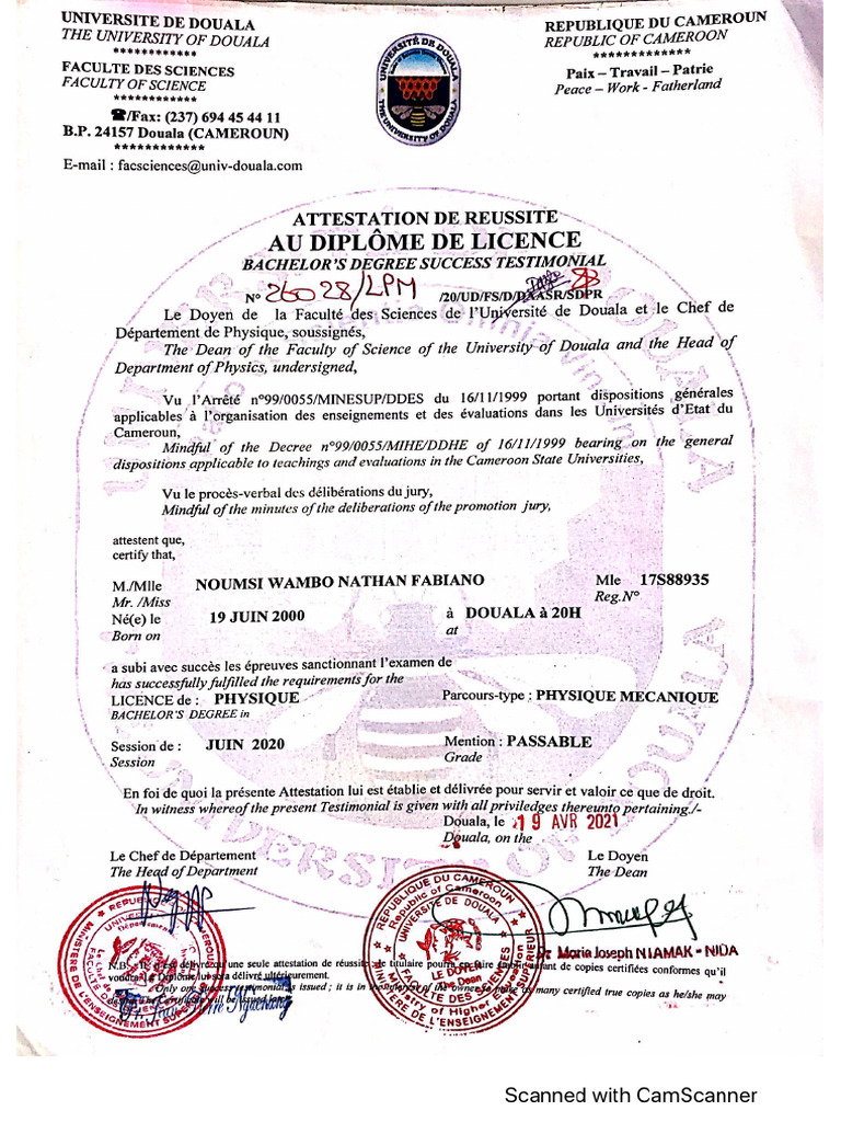 Attestation de Licence | PDF
