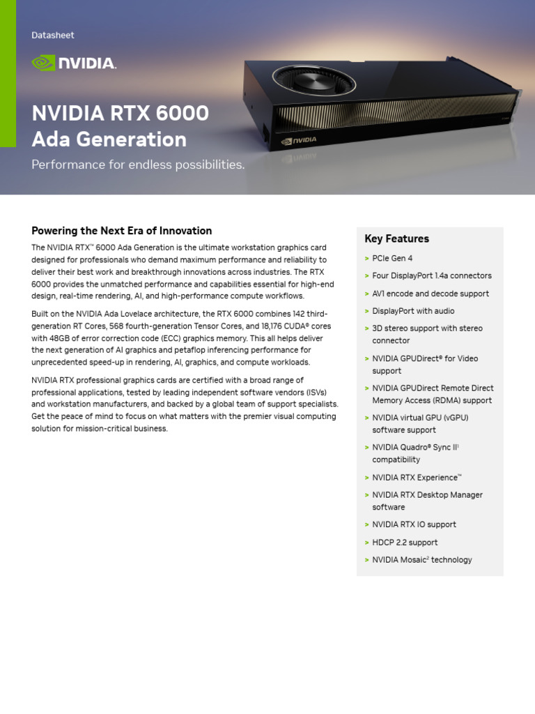 Proviz Print Rtx6000 Datasheet Web 2504660 | Download Free PDF | Graphics Processing Unit ...