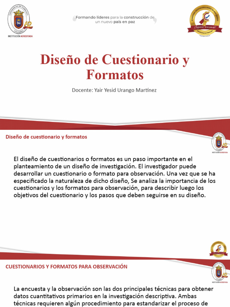 Diseño de Cuestionarios y Formatos | PDF | Cuestionario | Metodología ...