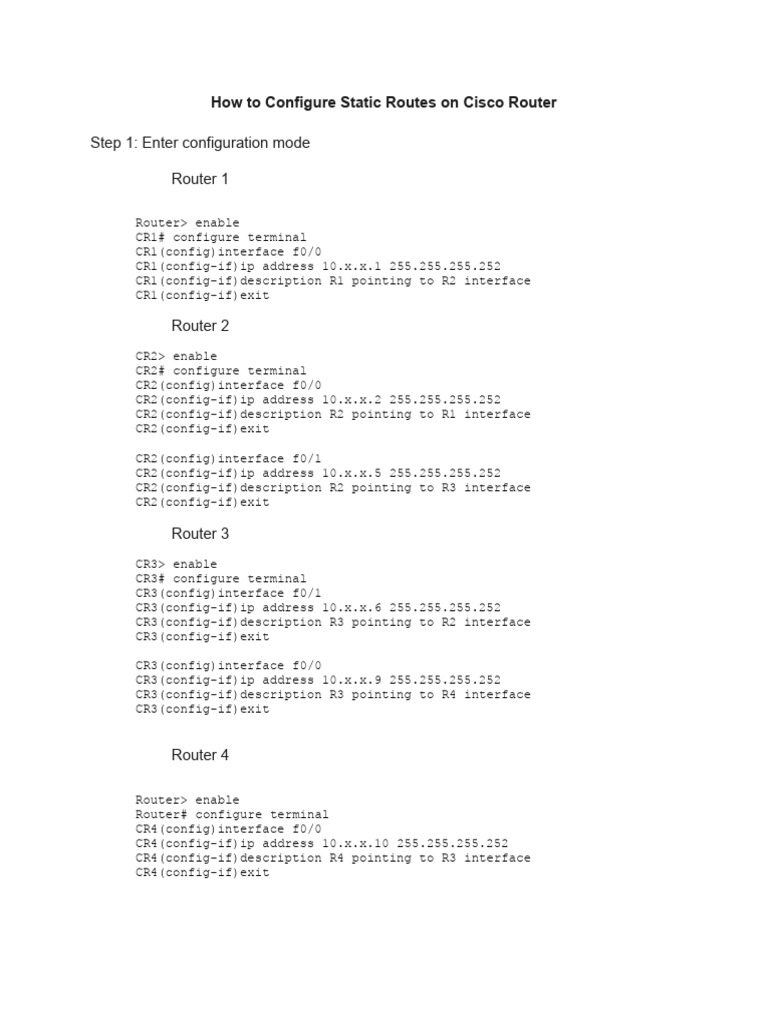 Static Routing Packet Tracer Pdf Router Computing Routing