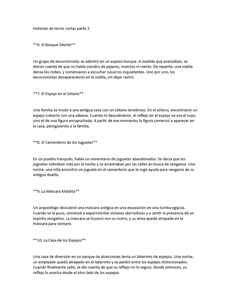 5 Historias D Eterror Cortas | PDF