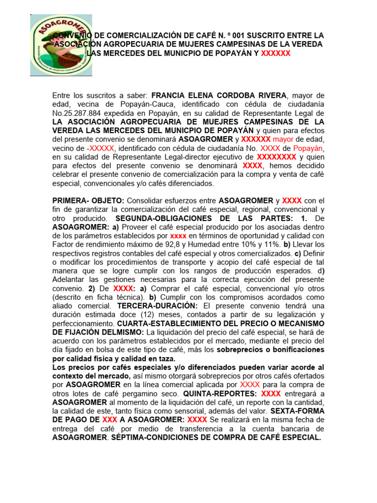 Convenio de Comercialización de Café | PDF | café
