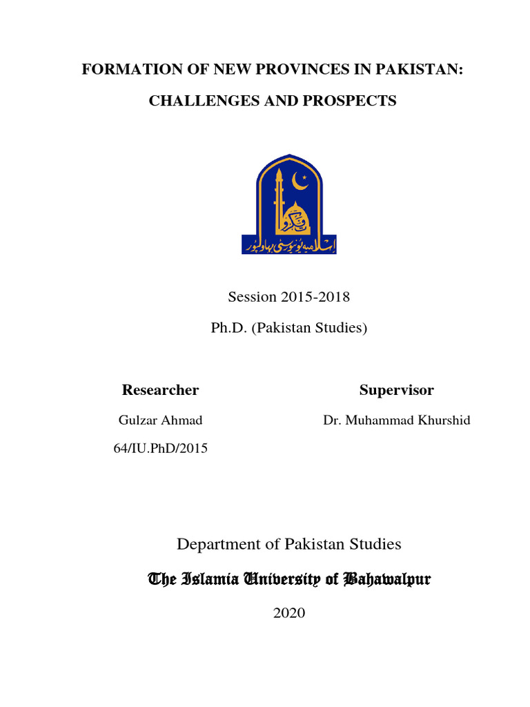 Gulzar Ahmad Pakistan Studies 2020 Iub Pdf Doctor Of Philosophy