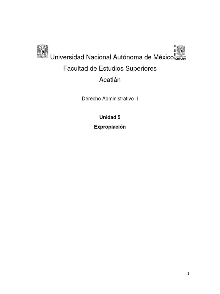 U5 EXPROPIACIÓN. Resumen Elaborado Por Alumno | PDF | Dominio eminente | Propiedad
