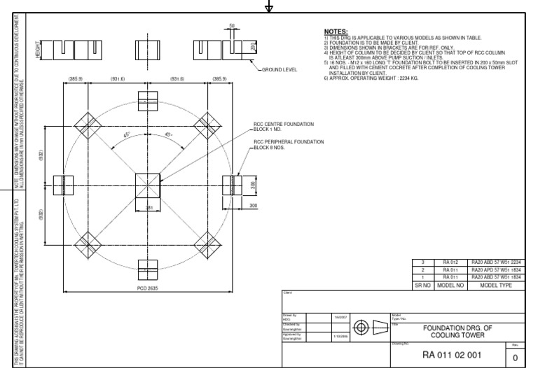 Cooling Tower Foundation Drawing | PDF | Manufactured Goods ...