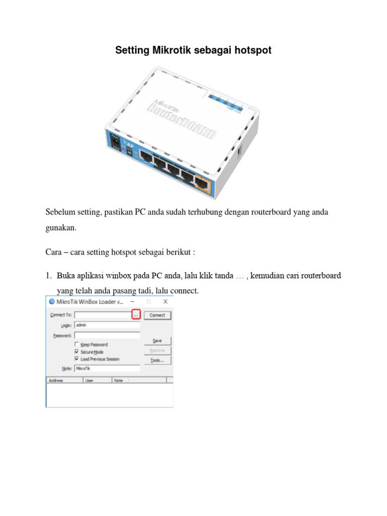 Setting Hotspot Mikrotik RB951ui | PDF
