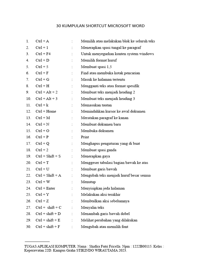 Kumpulan 30 Shortcut Microsoft Word | PDF