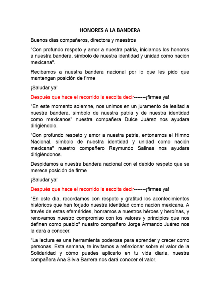 Honores A La Bandera | PDF