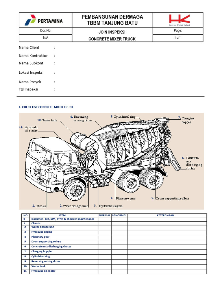 Inspeksi Truck Mixer | PDF | Bisnis | Griya & Taman