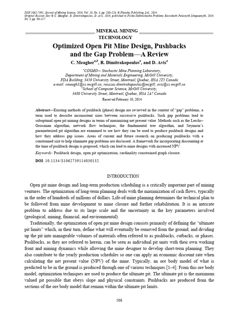 Optimized Open Pit Mine Design Pushbacks Pdf Linear Programming Mathematical Optimization