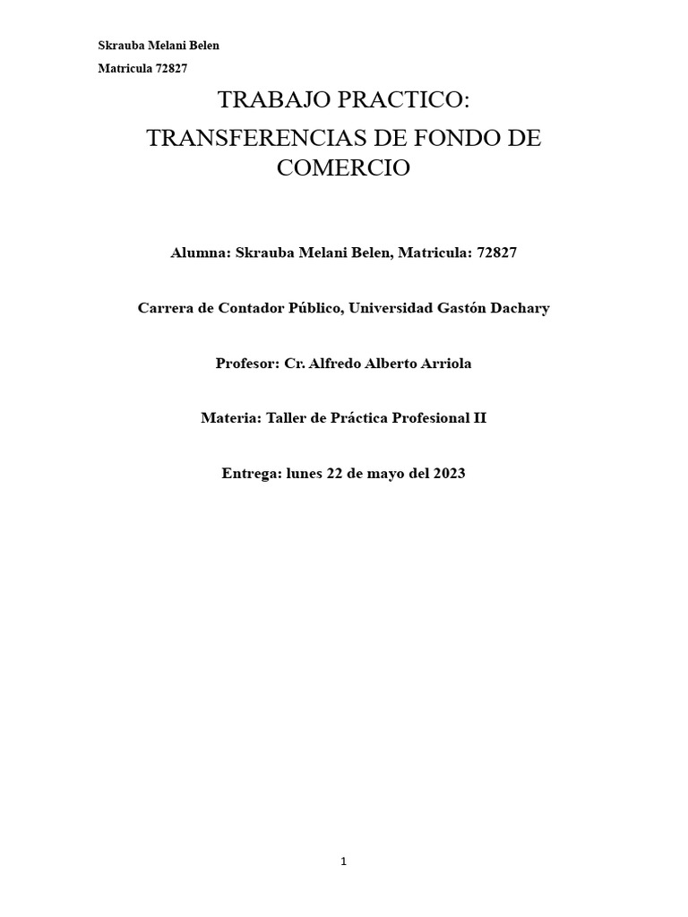 Transferencia de Fondos de Comercio | PDF | Comercio