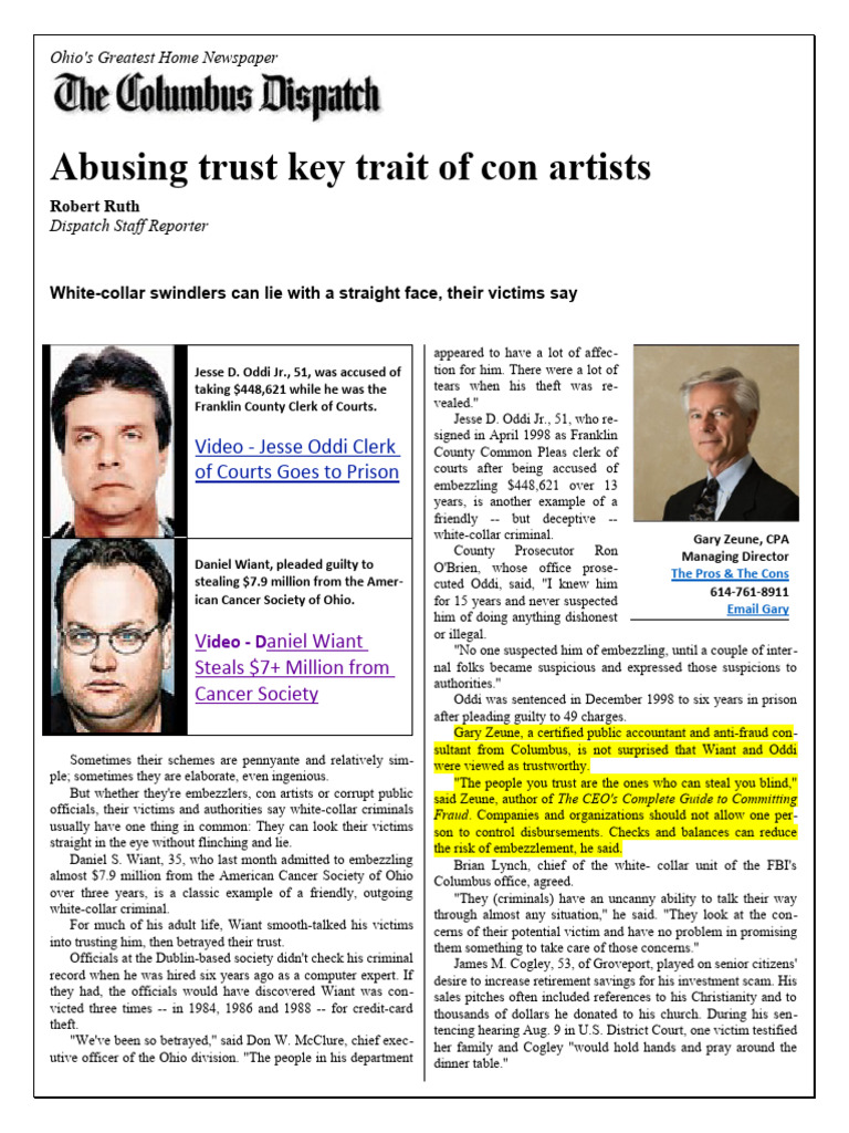 White-Collar Crime: Trust Betrayed | PDF | Theft | Embezzlement