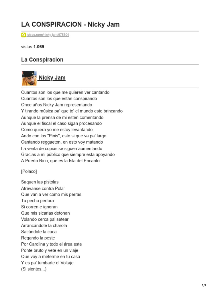 LA CONSPIRACION - Nicky Jam | PDF
