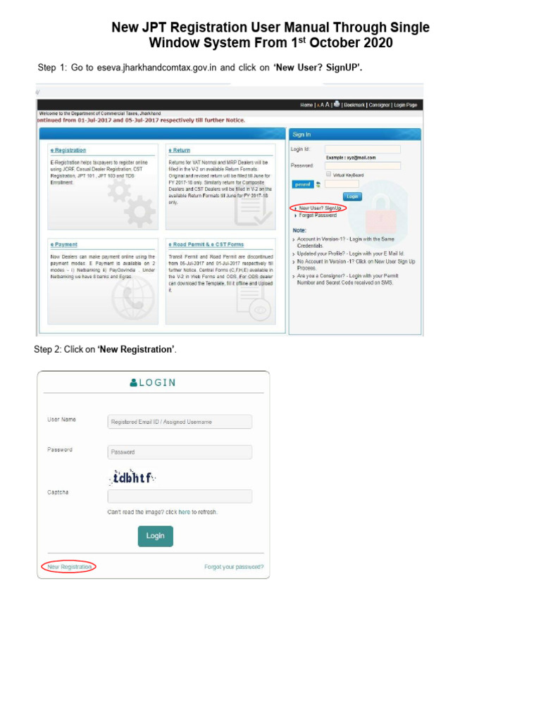 New JPT Registration User Manual Through Single Window System From 1st October 2020 | PDF