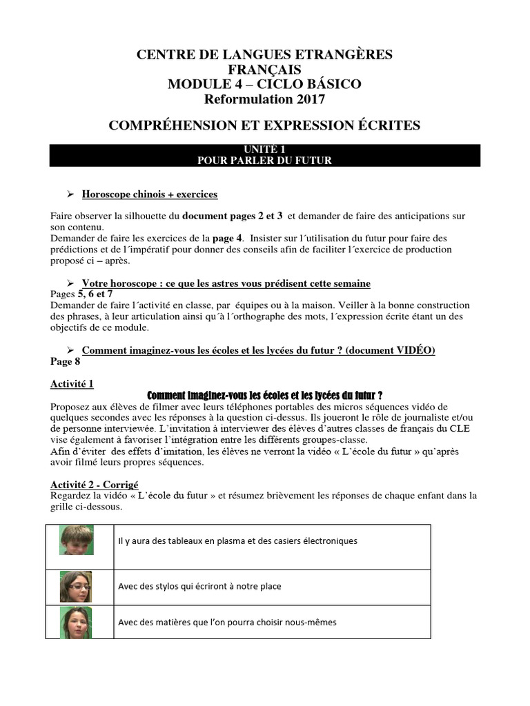 Futur et passé en français : module 4 | PDF