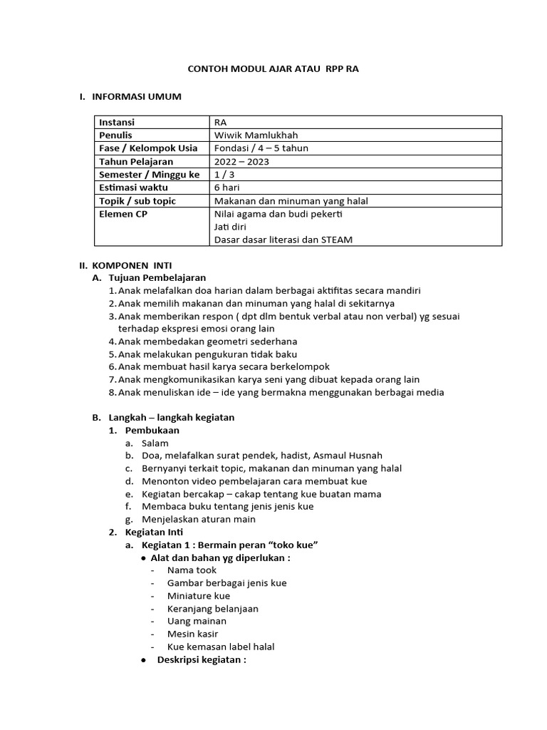 Contoh Modul Ajar | PDF